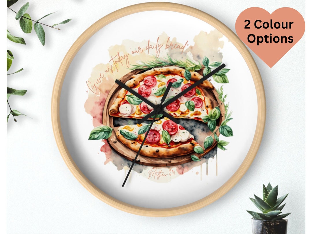 Christian Wall Clock Kitchen Christian Pizza Wall Clock Faith Based ...