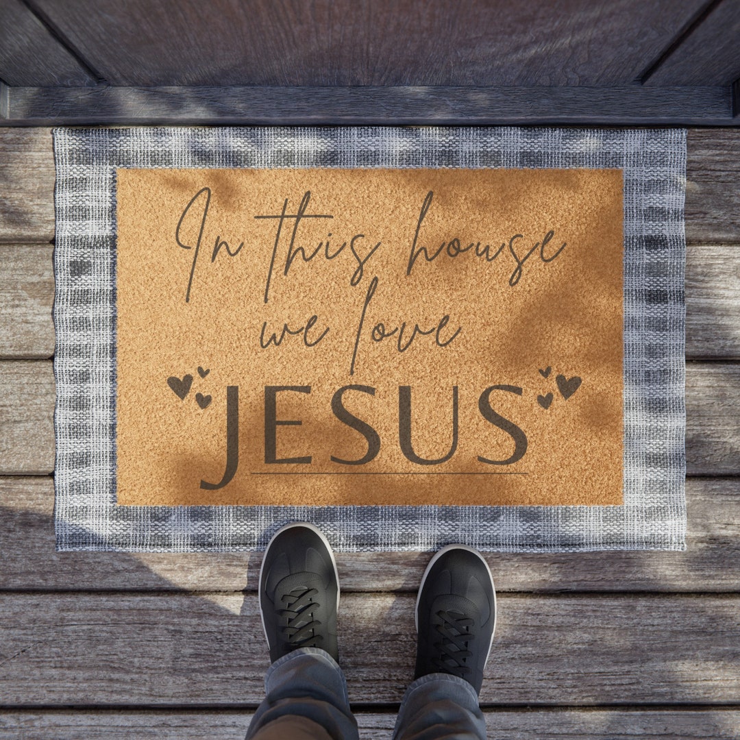 Christian Doormat Outdoor Welcome Mat Jesus Doormat We Love Jesus ...