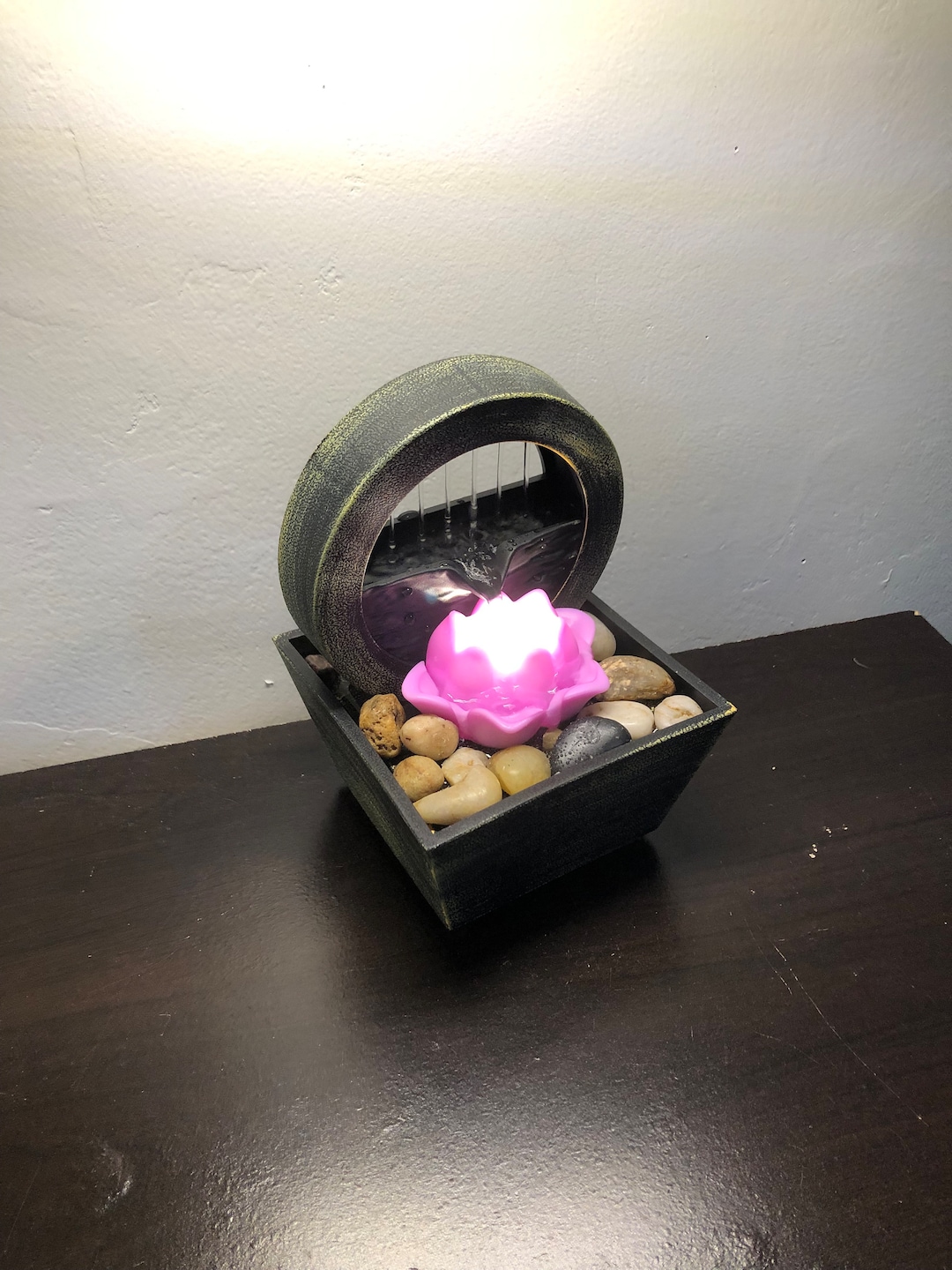 Zen Lotus Waterfall Fountain, Desktop Water Feature With LED Lights ...
