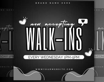 Walk-ins Flyer Editable Canva Template - Etsy