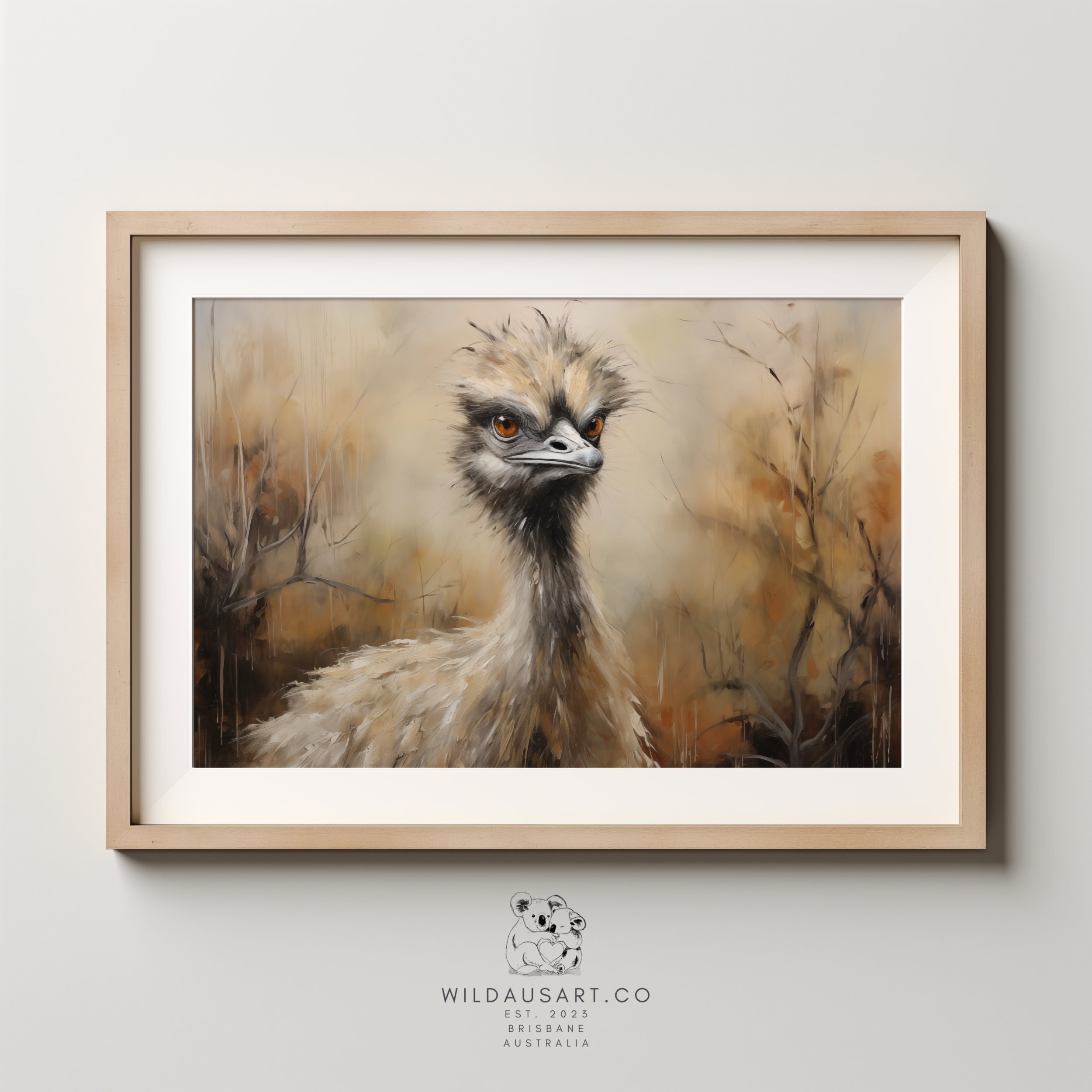 Printable Digital Download Australian Landscape emu Art Oil on Canvas ...