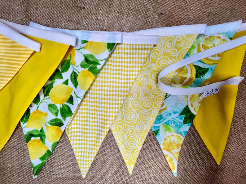 Lemons Fabric Flag Bunting Banner: Summer Picnic Garland - Etsy