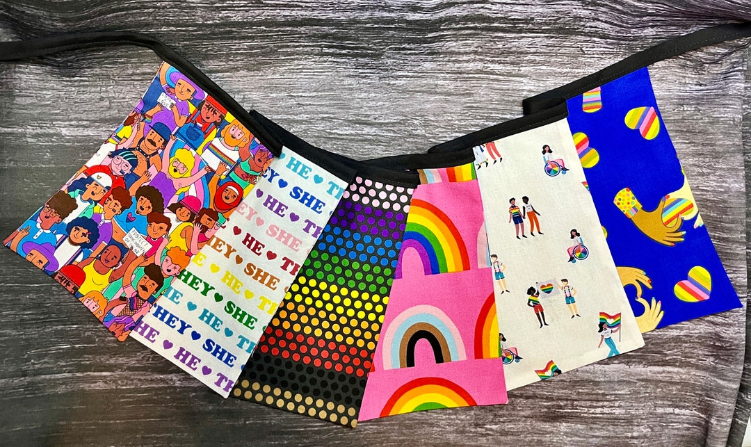 LGBTQ Pride Month Fabric Bunting, Diversity Rainbow Decoration Flags ...