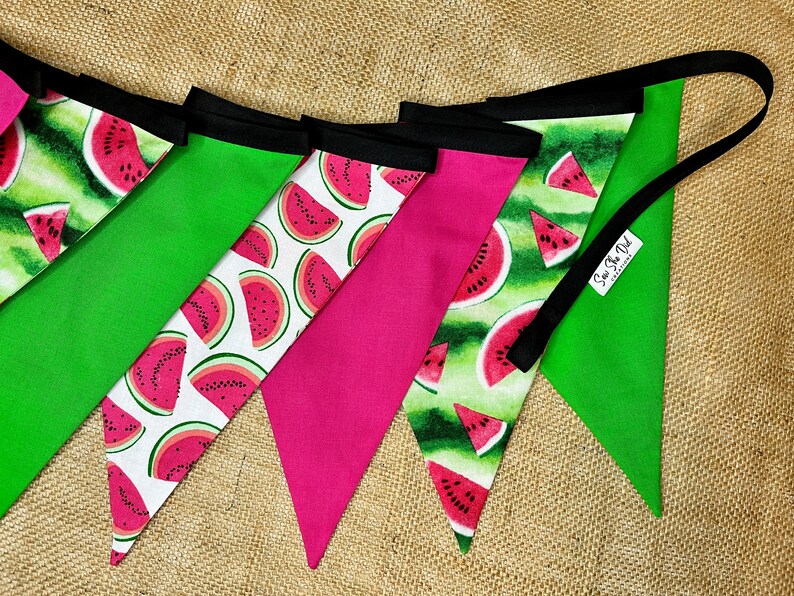 Watermelon Fabric Flag Bunting | Summer Picnic Celebration Garland ...