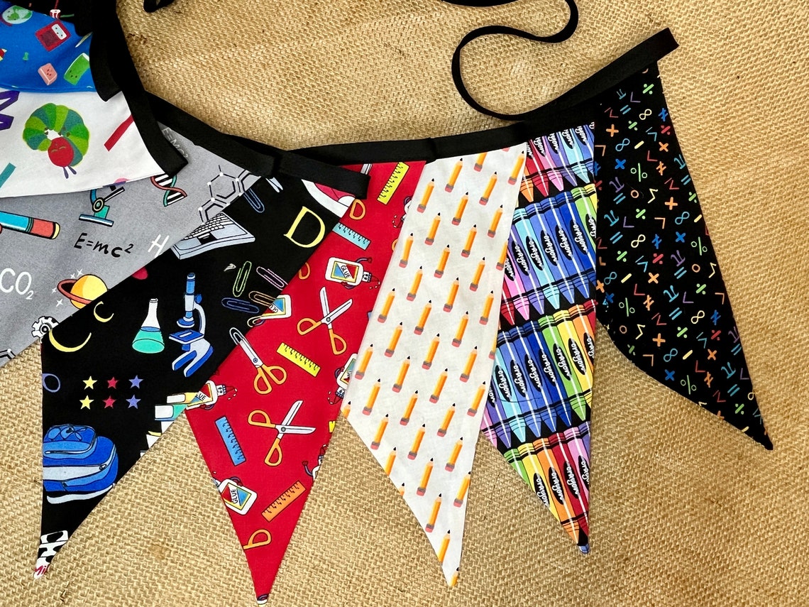 School Days Bunting for Teachers & Classrooms, Reusable Fabric Gift ...