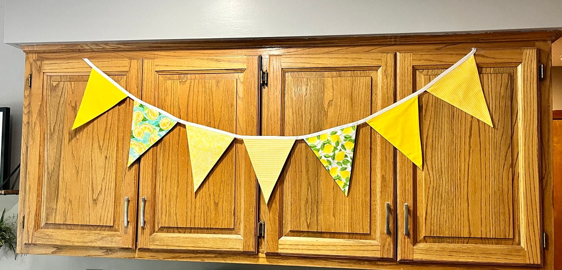 Lemons Fabric Flag Bunting Banner: Summer Picnic Garland - Etsy