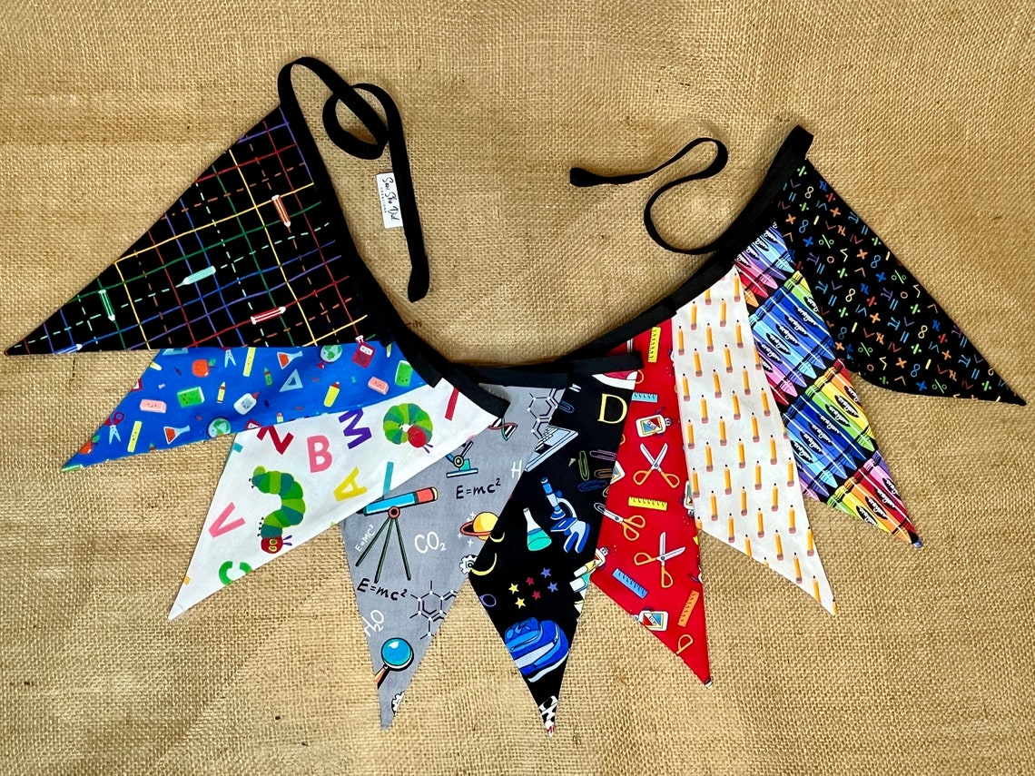 School Days Bunting for Teachers & Classrooms, Reusable Fabric Gift ...
