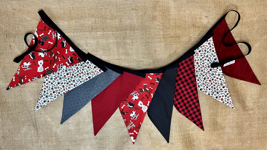 Dog Bone & Pawprint Fabric Bunting: Pet Birthday Banner - Etsy