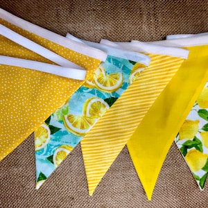 Lemons Fabric Flag Bunting Banner: Summer Picnic Garland - Etsy