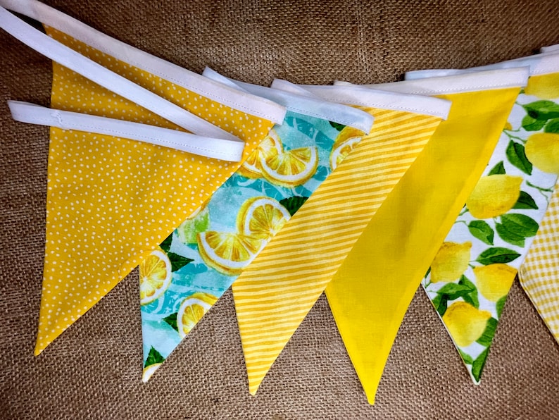 Lemons Fabric Flag Bunting Banner: Summer Picnic Garland - Etsy