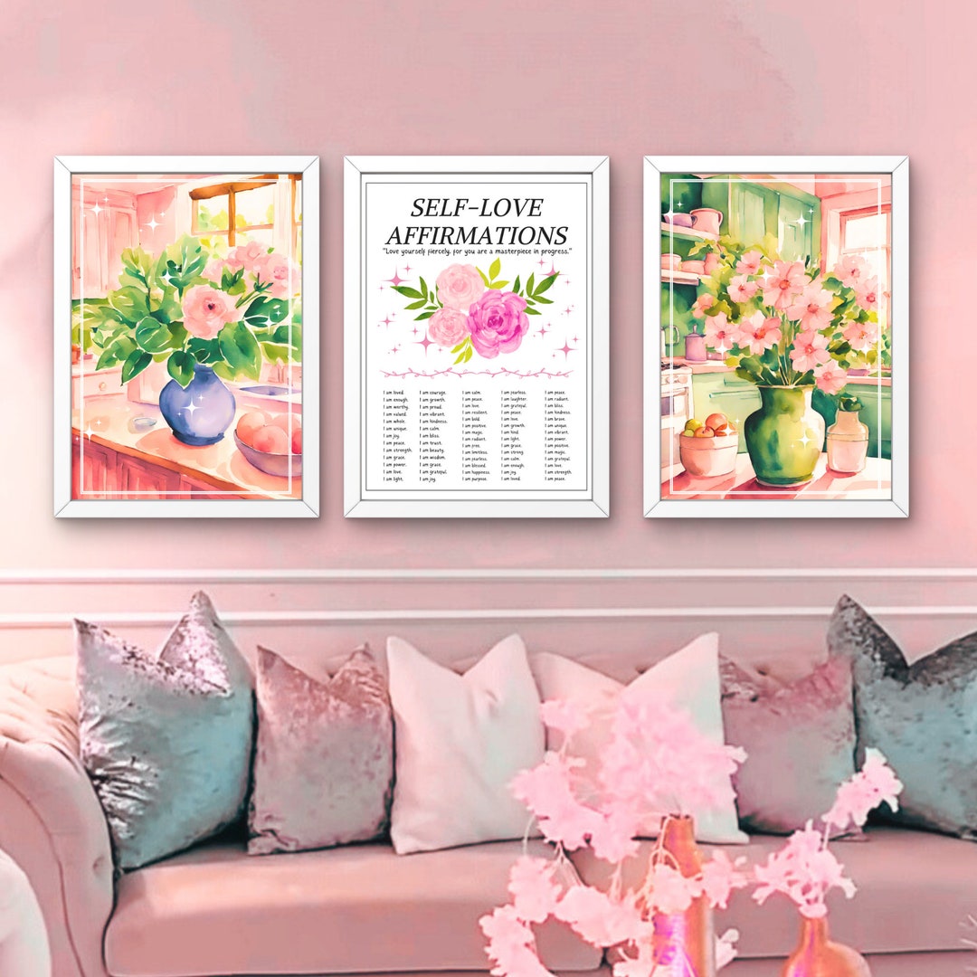 3 Pink Watercolor Flowers Posters | Watercolor Wall Art | Wall Decor ...