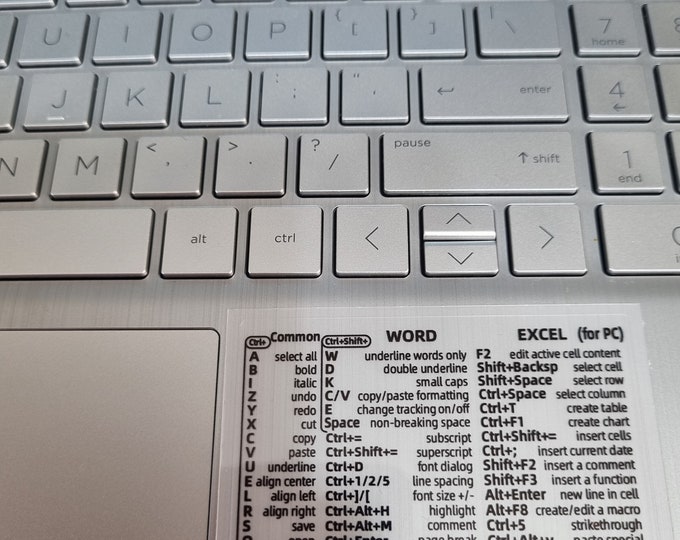 Word/excel (for Windows PC) Keyboard Shortcut Sticker - No-residue ...