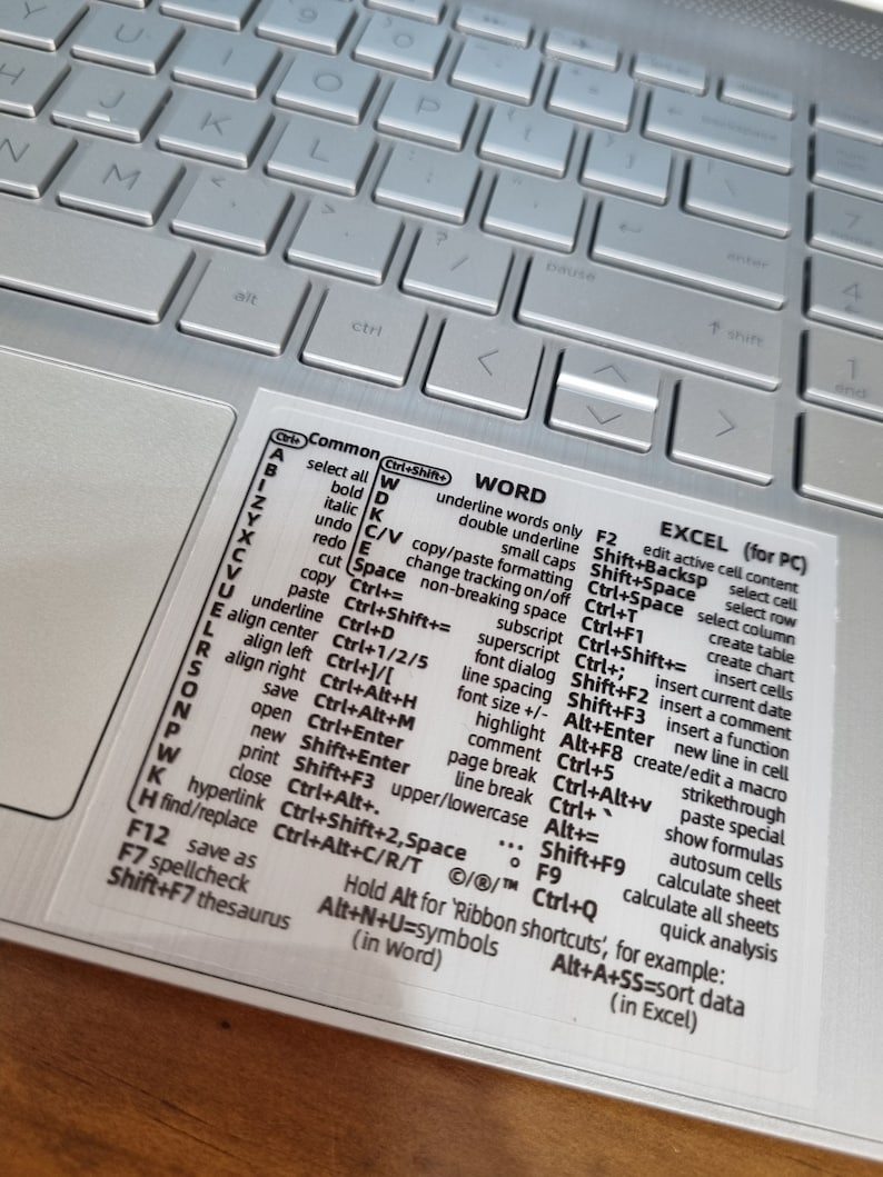 Word & Excel Keyboard Shortcut Sticker – Productivity Vinyl Decal for ...