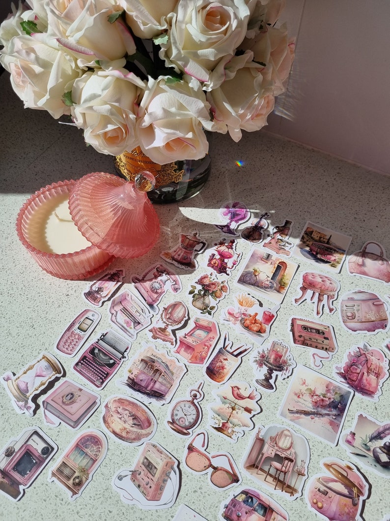 Pink Aesthetic Stickers Pink Lover for DIY Planner Notebook Scrapbook ...