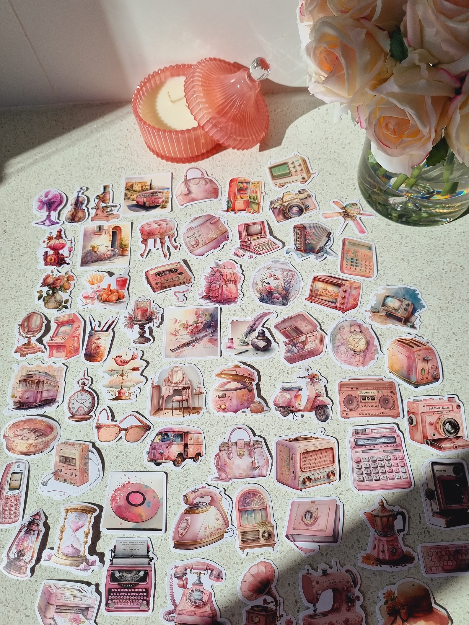 Pink Aesthetic Stickers Pink Lover for DIY Planner Notebook Scrapbook ...