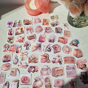 Pink Aesthetic Stickers Pink Lover for DIY Planner Notebook Scrapbook ...