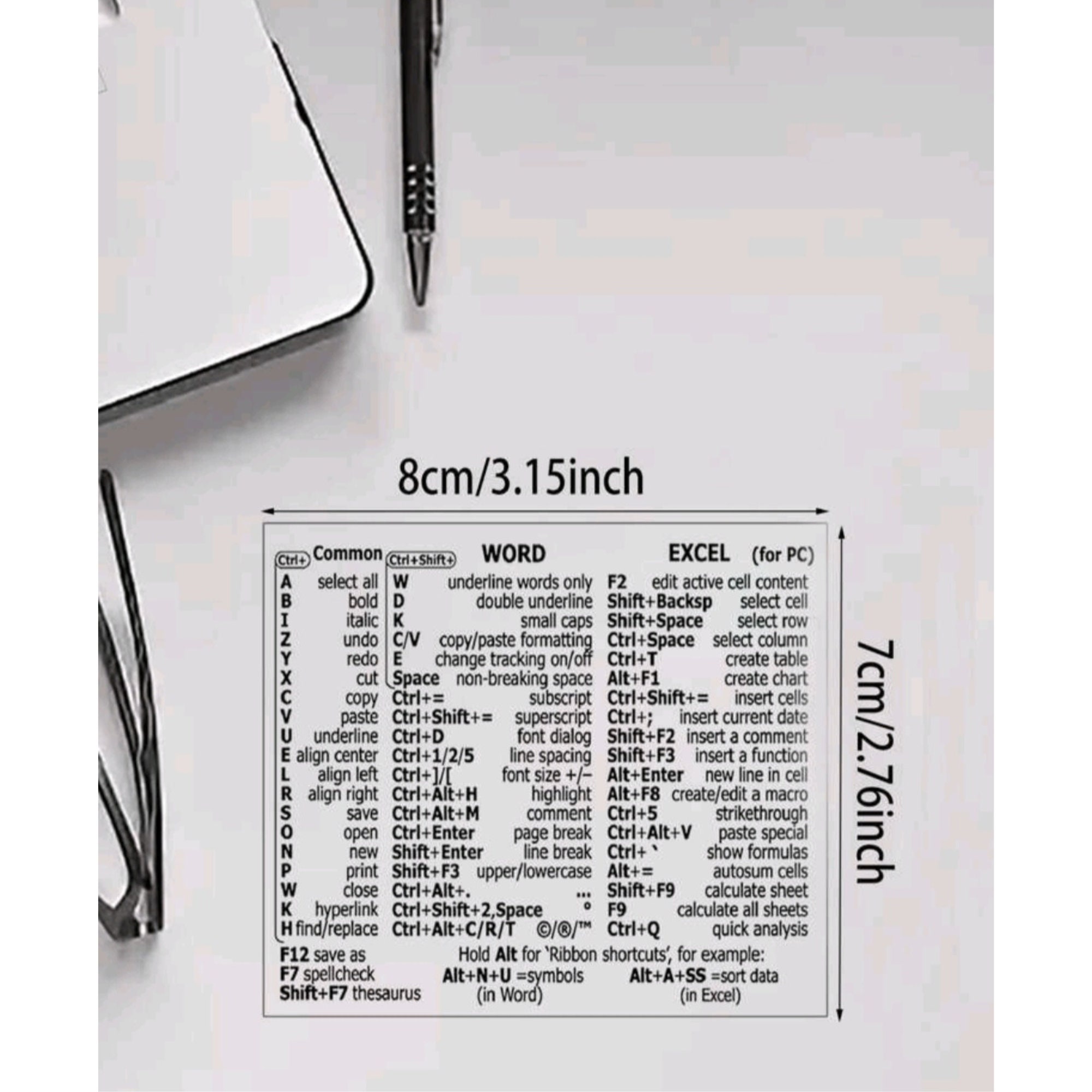 Word Excel for Windows PC Keyboard Shortcut Sticker No Residue ...