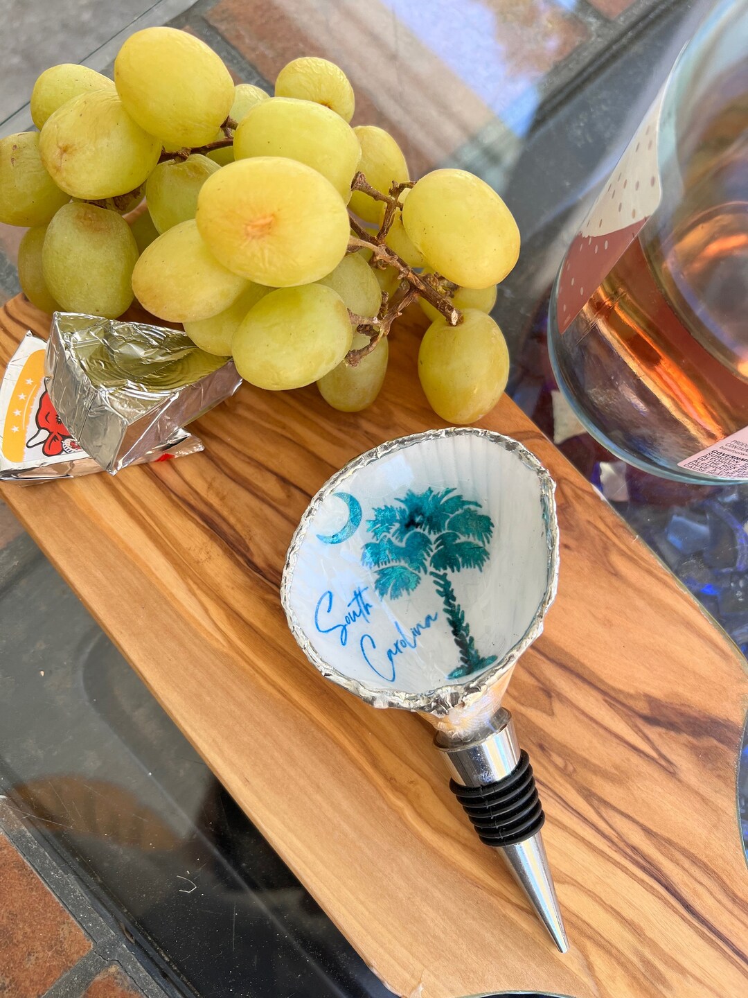 South Carolina Art Wine Bottle Seashell Stopper Decoupage Seashell ...