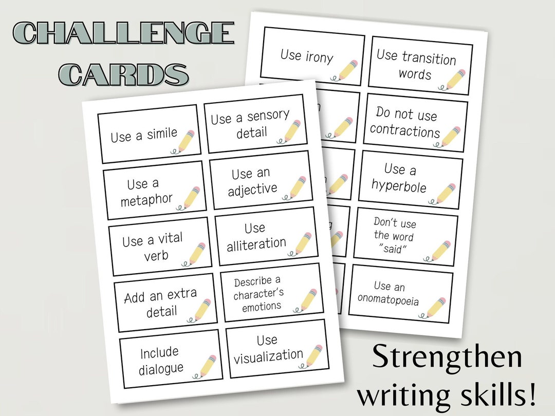 Challenge Cards to Enhance Writing for Elementary and Middle School ...