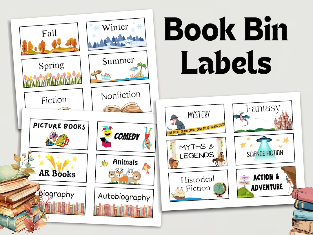 Classroom Book Bin Labels for Organization - Etsy