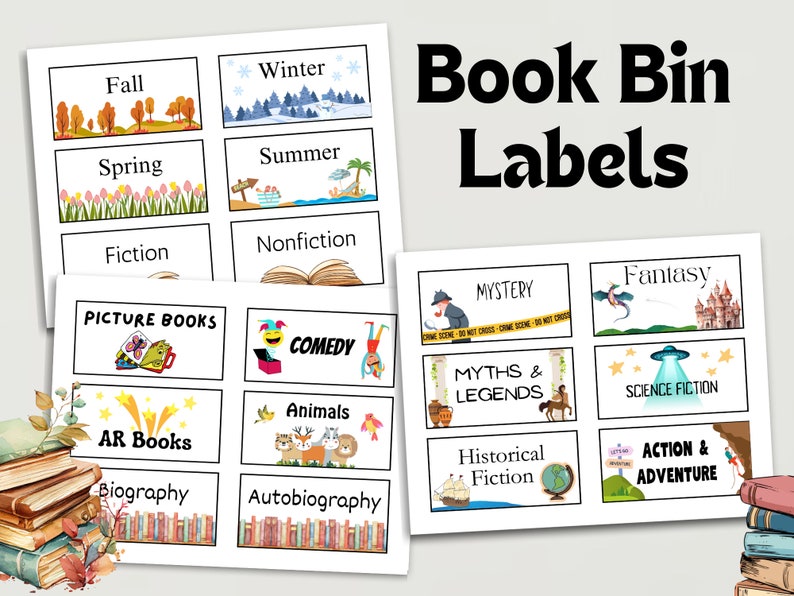 Classroom Book Bin Labels for Organization - Etsy