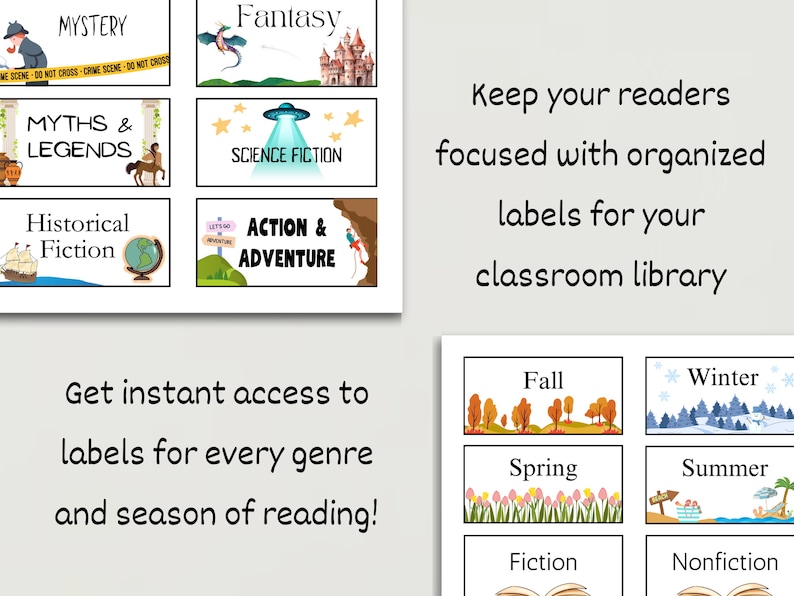 Classroom Book Bin Labels for Organization - Etsy