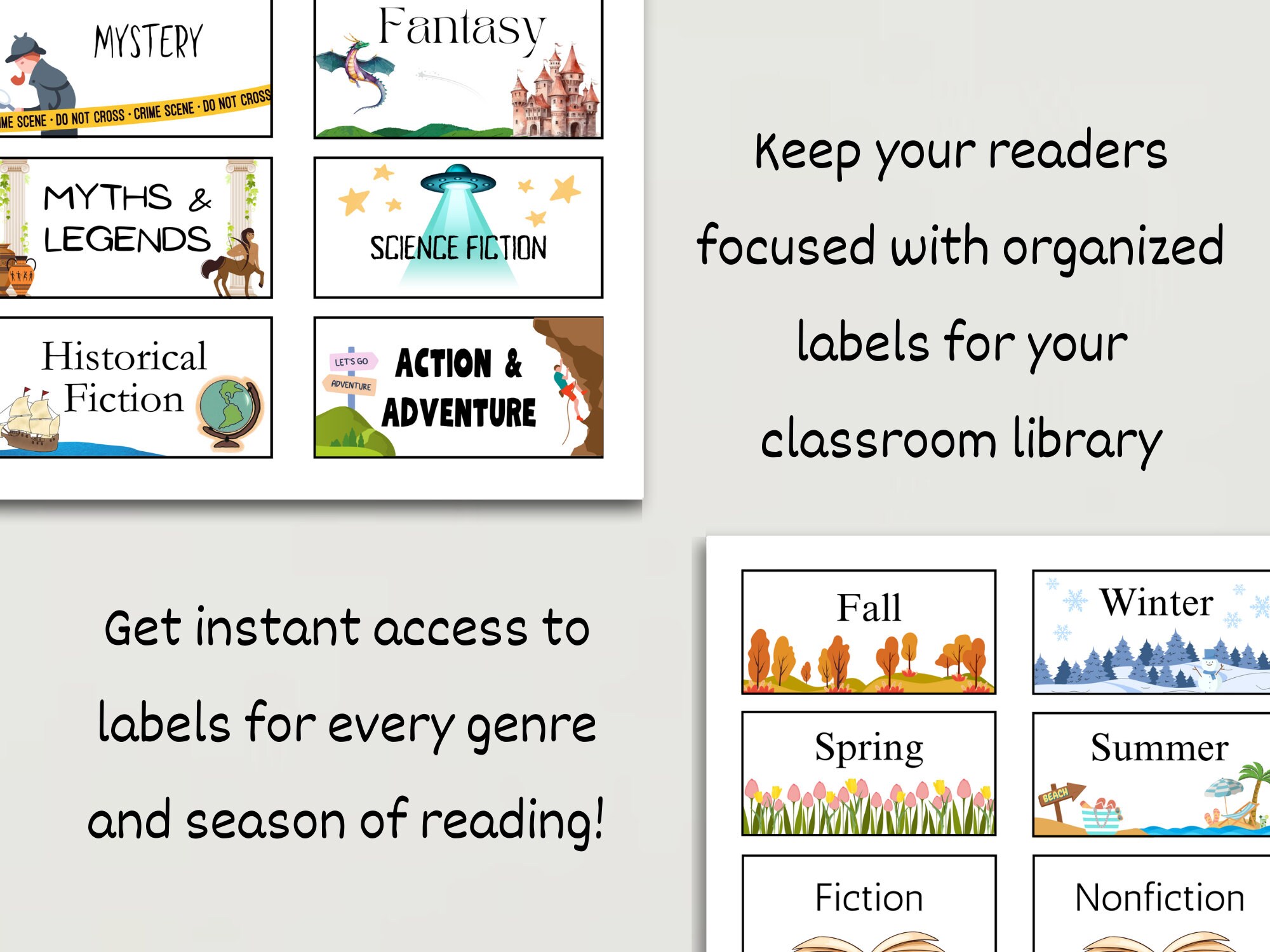 Classroom Book Bin Labels for Organization - Etsy