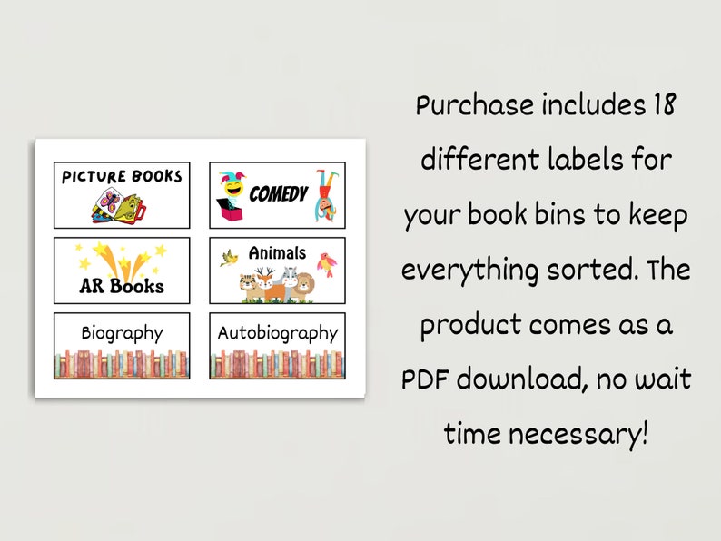 Classroom Book Bin Labels for Organization - Etsy