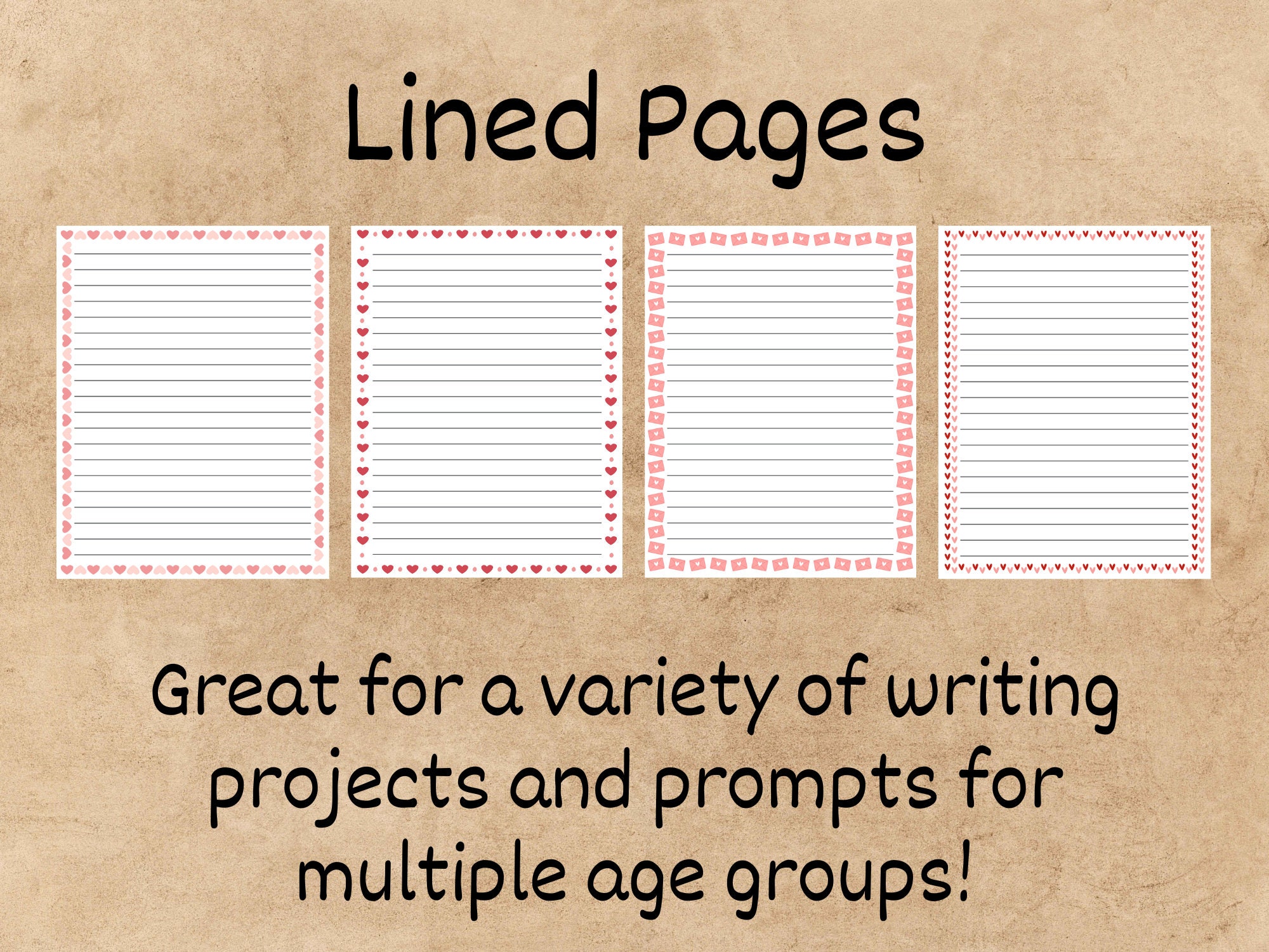 Heart Themed Paper, Valentines Day Paper With Heart Borders - Etsy