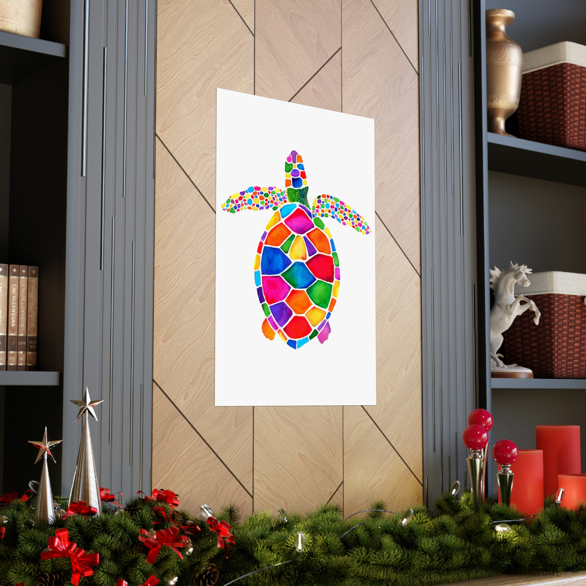 Rainbow Sea Turtle Matte Vertical Posters, Colorful Sea Turtle, Save ...
