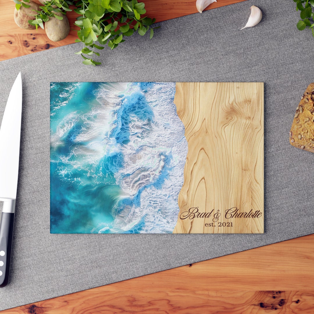 Personalized Ocean Beach Cutting Board Wedding or Engagement Gift Anniversary or Housewarming ...