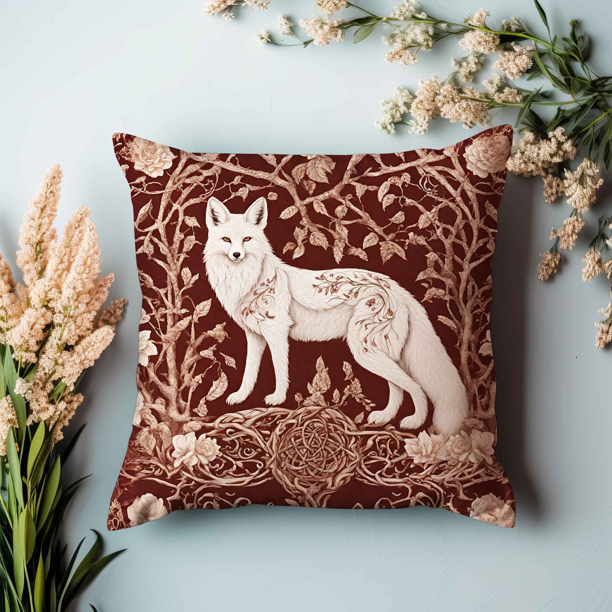 Red Fox Pillow Floral Woodland Fox Cover William Morris-inspired Retro ...