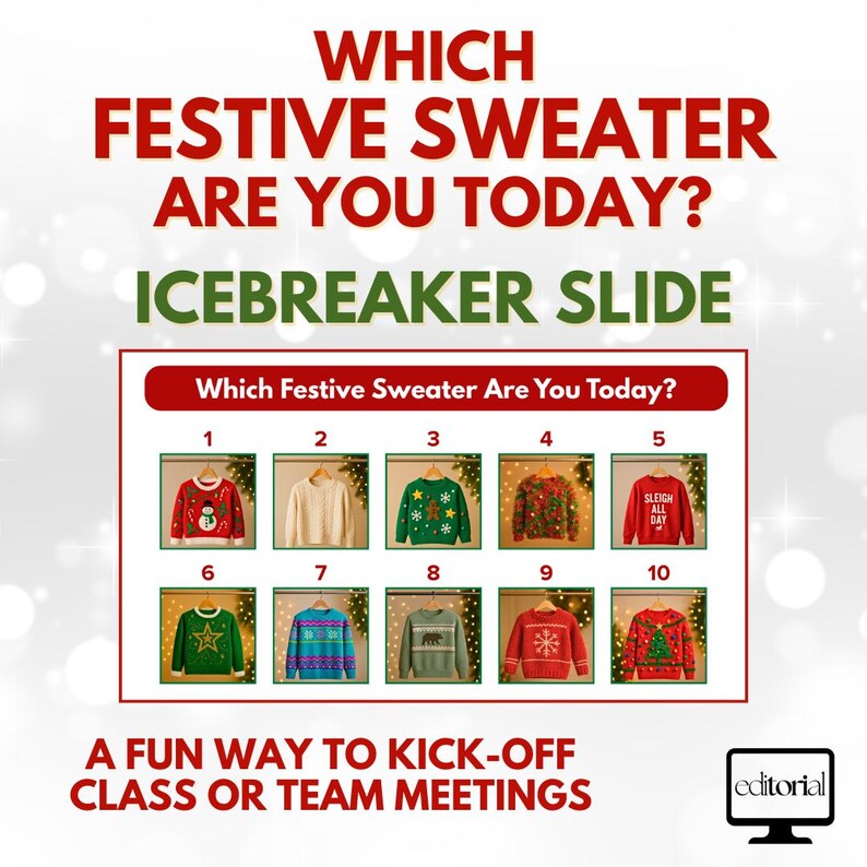 Which Festive Sweater Are You Today? — Holiday Icebreaker Slide, Google ...