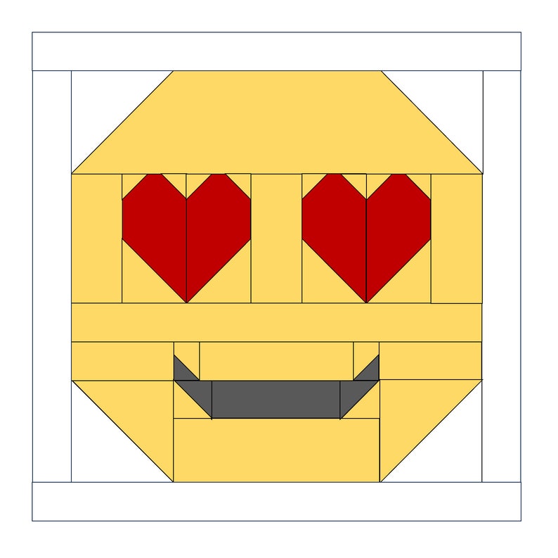 Heart Eyes Emoji PDF Quilt Block Pattern - Etsy