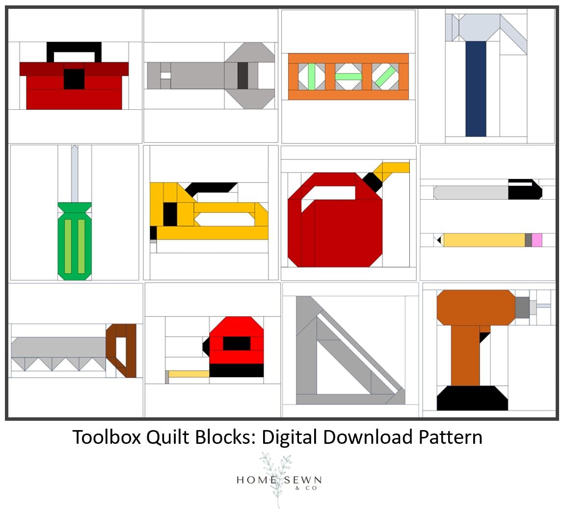 Toolbox PDF Quilt Block Pattern Bundle | Twelve Easy Downloadable ...