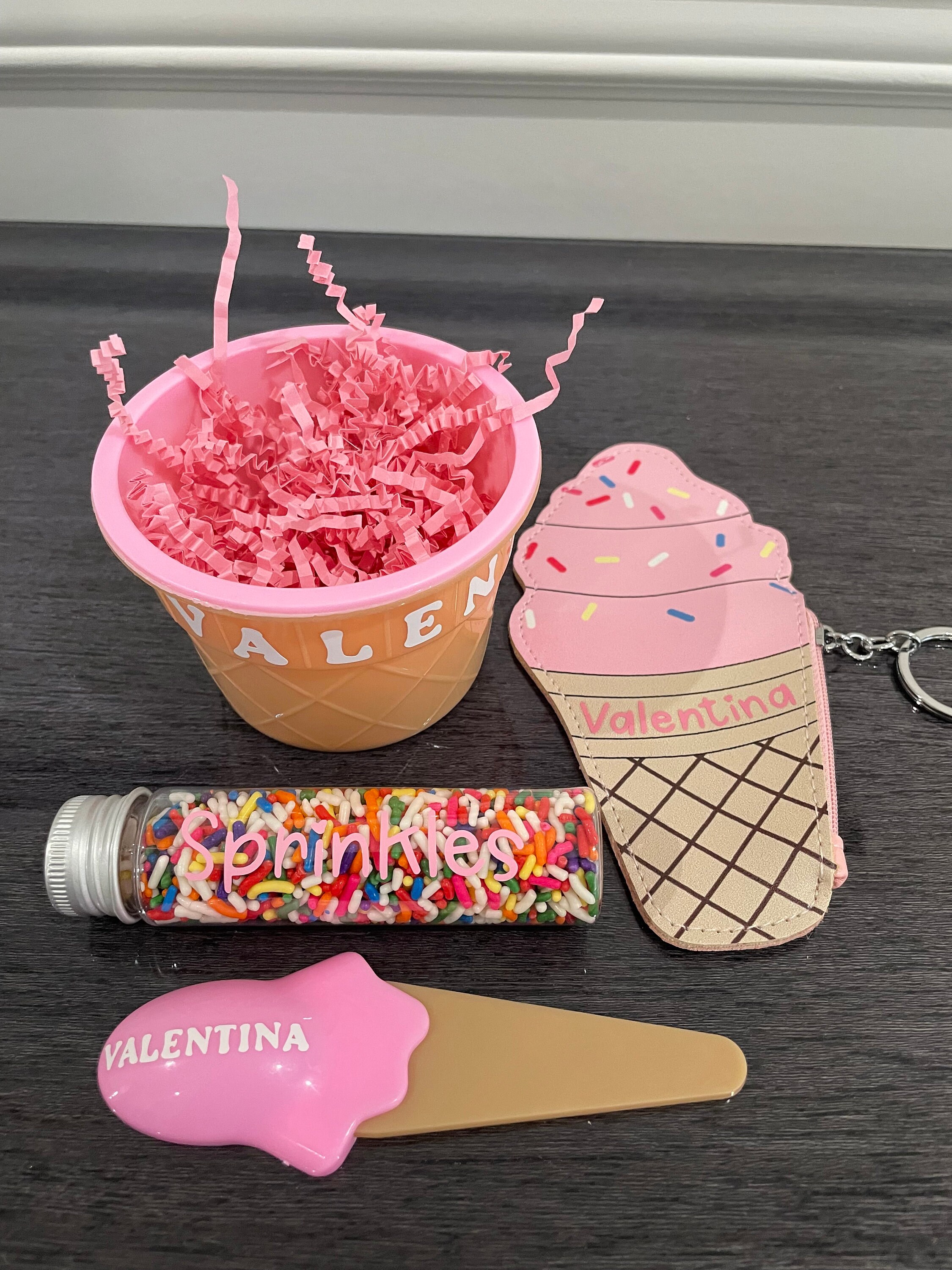 Ice Cream Set Party Favors - Ice Cream Cup, Spoon, Sprinkles Tube, Ice ...