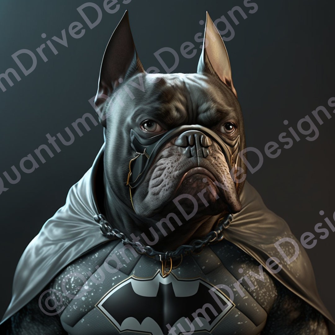 Custom Bulldog Art the Batman - Etsy