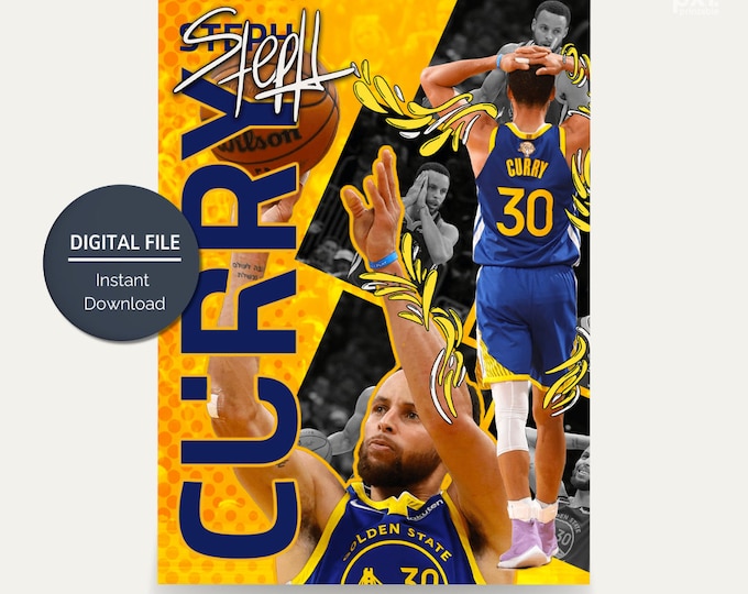 Stephen Curry Poster, Golden State Warriors Poster, Basketball Print ...