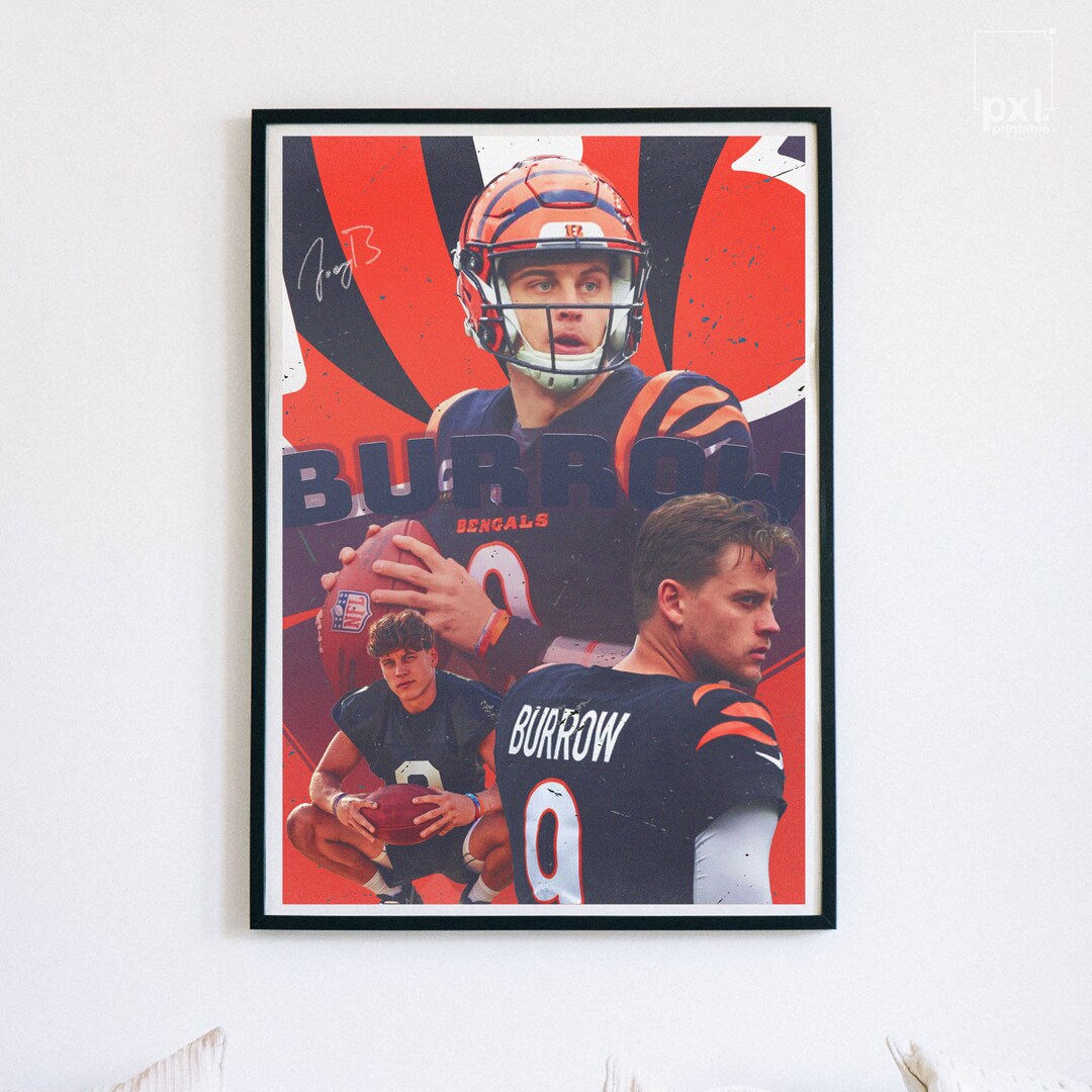 Joe Burrow Poster, Cincinnati Bengals Poster, NFL Poster, Football Art ...