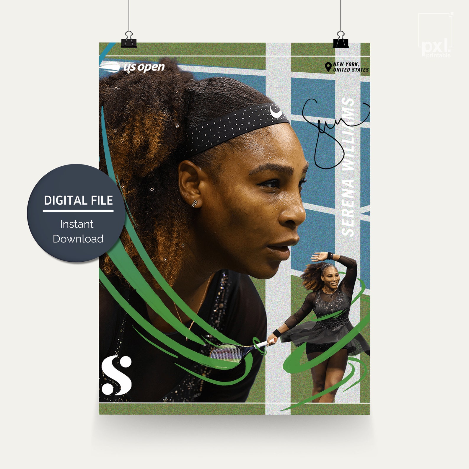 Serena Williams Poster, Serena Williams Art, Tennis Print, Tennis ...