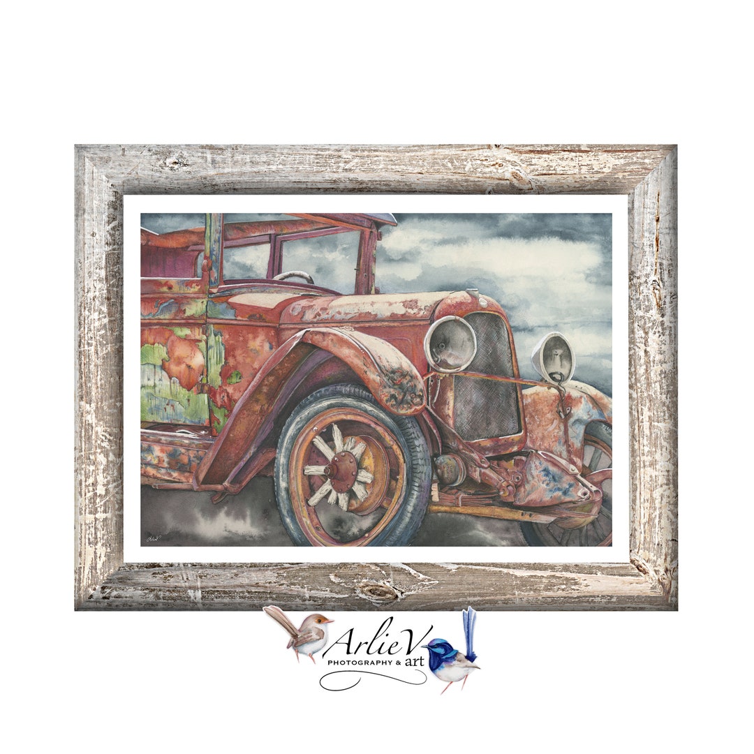 Watercolour Painting / Old Rusty Car / Wall Decor / Digital Download - Etsy