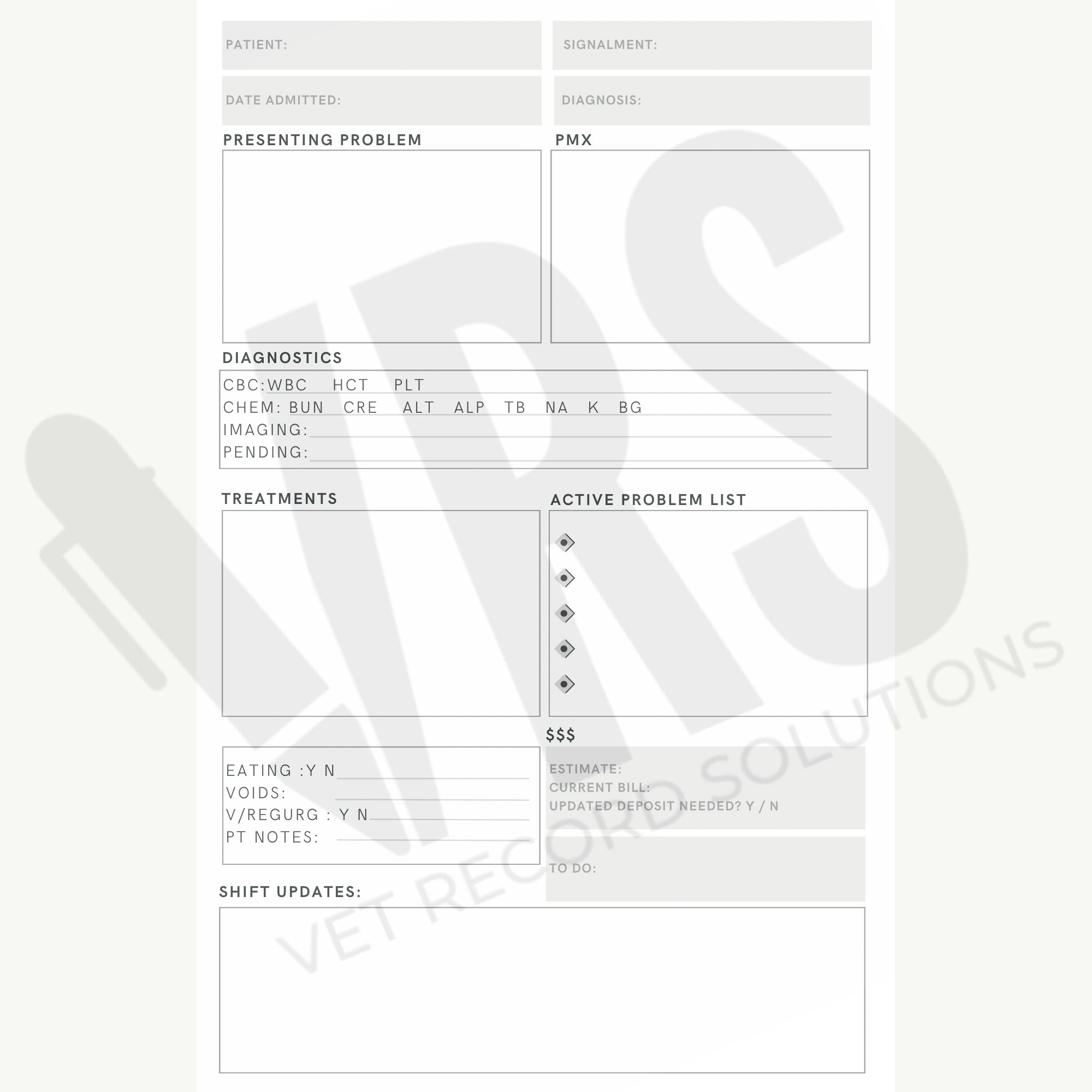Inpatient Rounding Template (digital Download) - Etsy