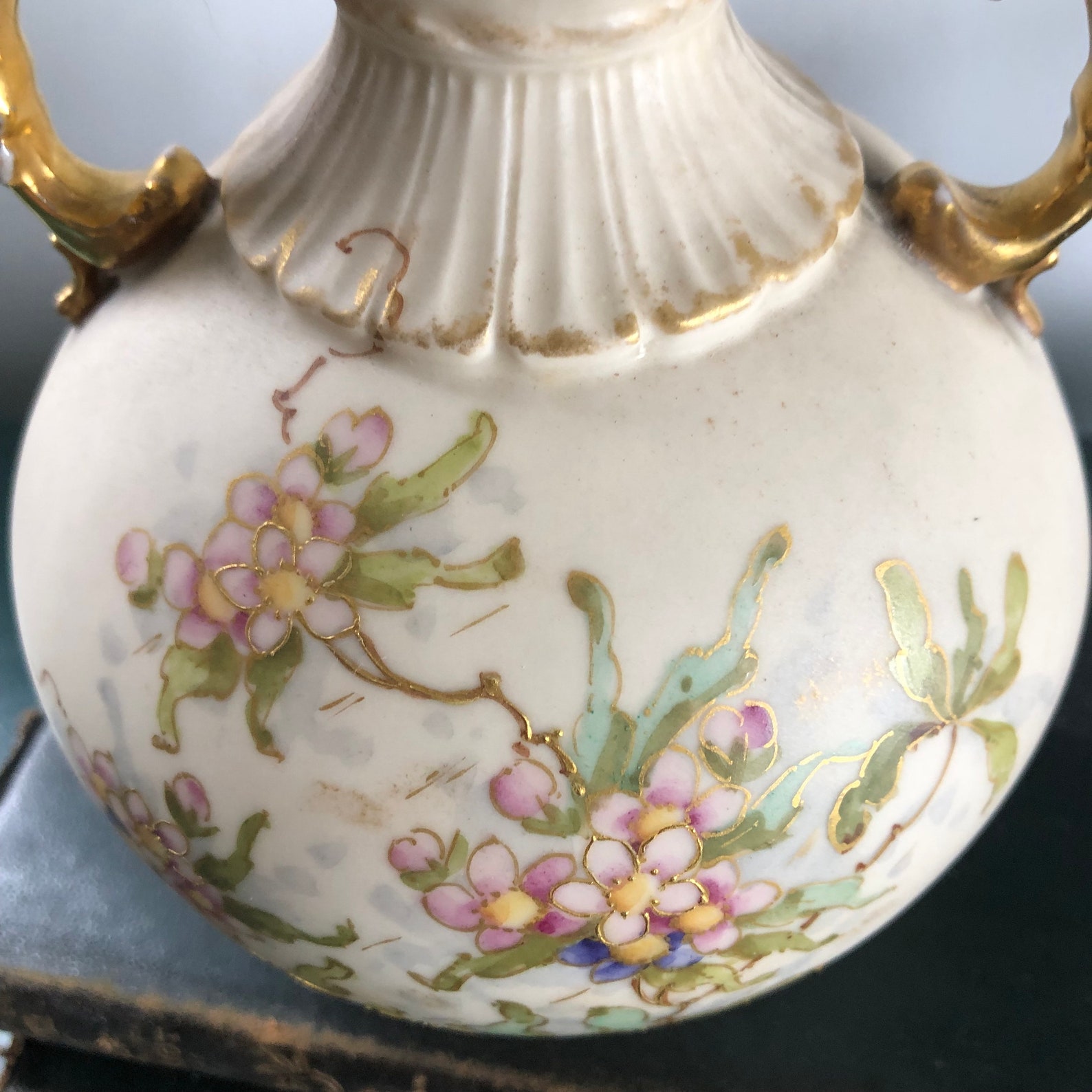 Antique Austrian Wien Teplitz Amphora Vase Gilded Circa Early 1900s ...