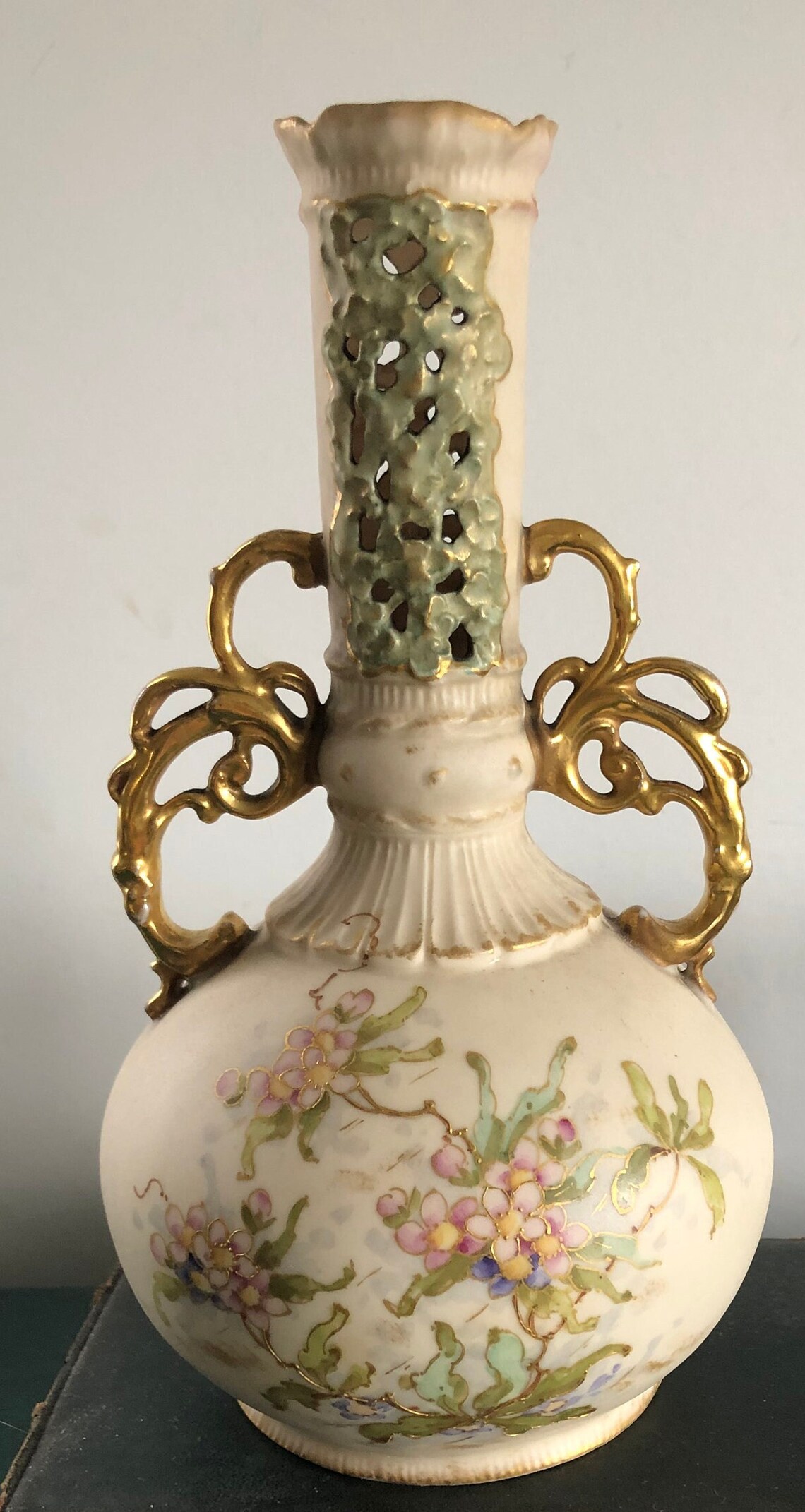 Antique Austrian Wien Teplitz Amphora Vase Gilded Circa Early 1900s ...