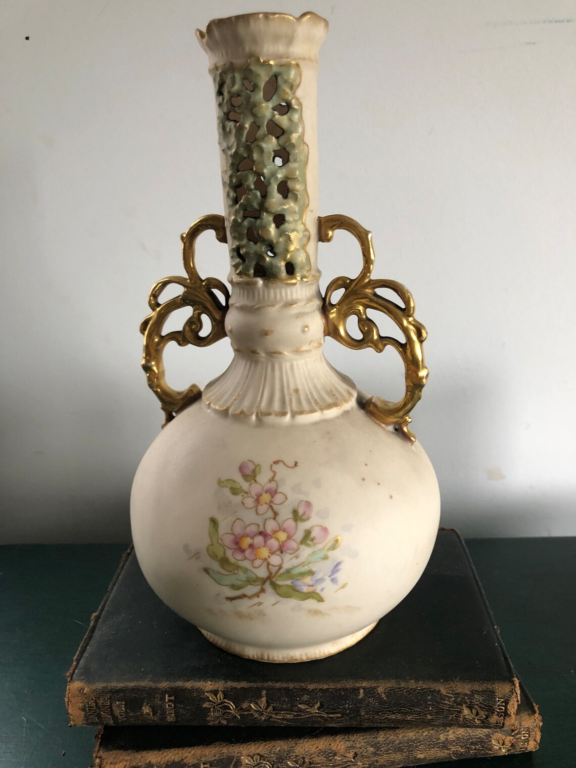 Antique Austrian Wien Teplitz Amphora Vase Gilded Circa Early 1900s ...