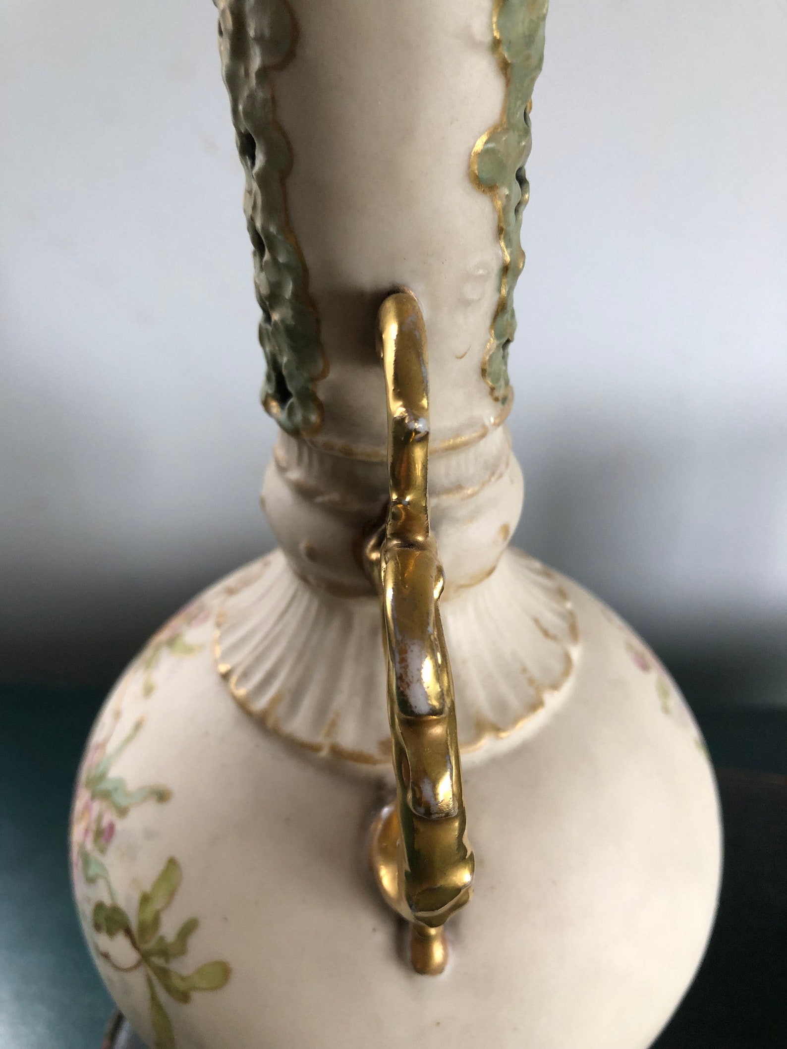 Antique Austrian Wien Teplitz Amphora Vase Gilded Circa Early 1900s ...