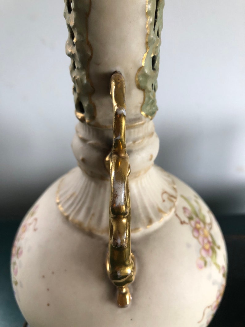 Antique Austrian Wien Teplitz Amphora Vase Gilded Circa Early 1900s ...