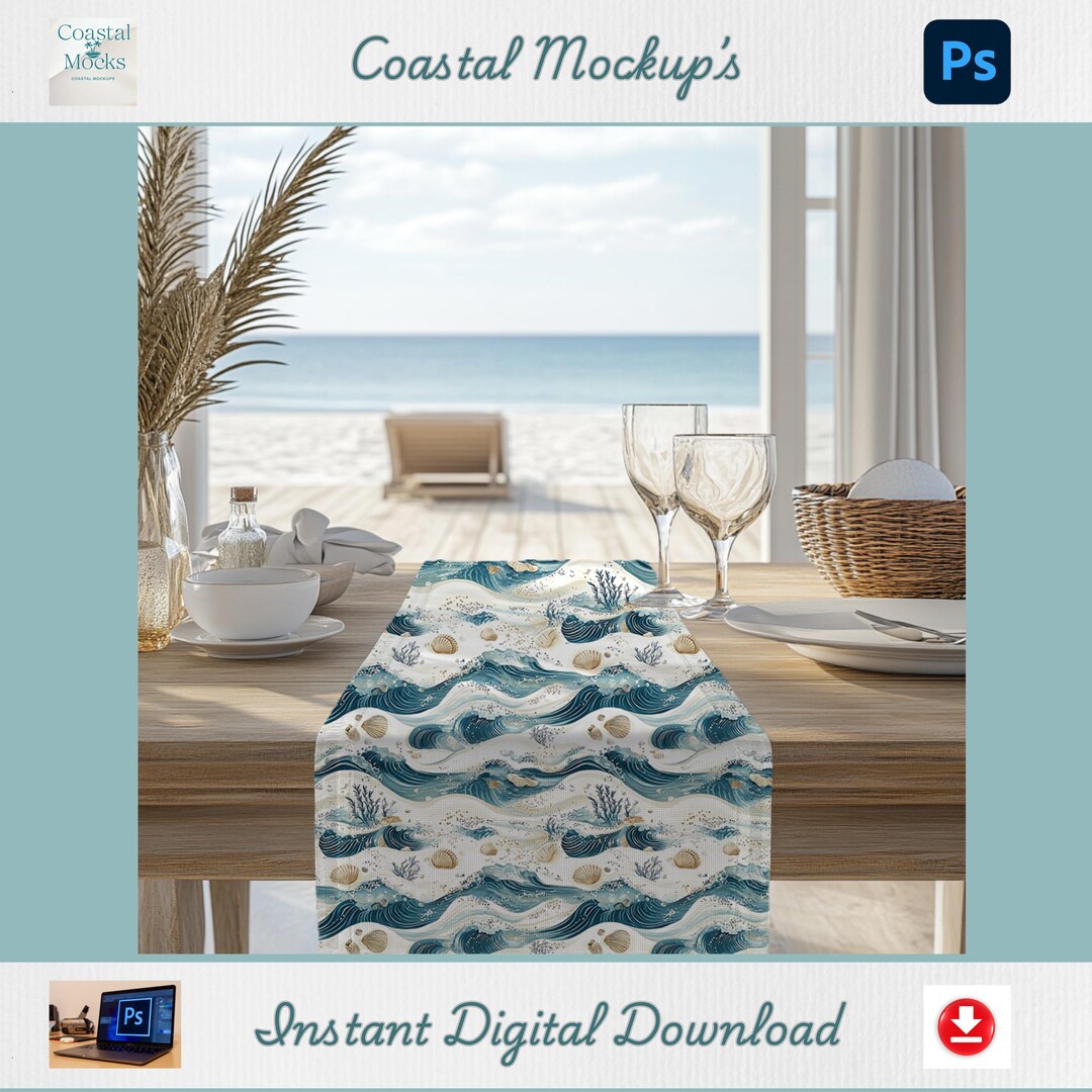 Table Runner Mockup PSD Bundle, Table Runner Mockup, Photoshop Table ...