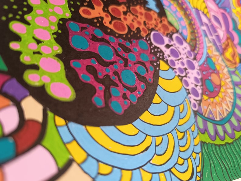 Psychedelic Color Drawing - Etsy