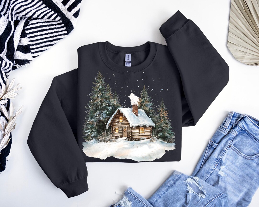 Christmas Sweatshirt, Snow Sweatshirt, Winter Cabin Sweatshirt, Xmas ...